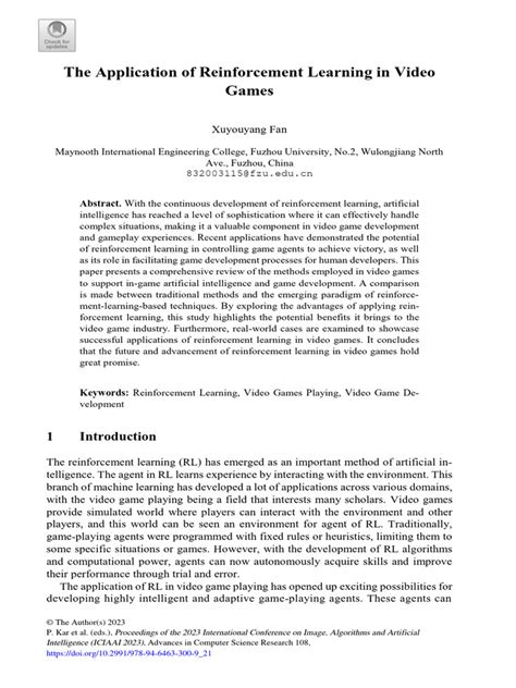 the application of reinforcement learning in video games download