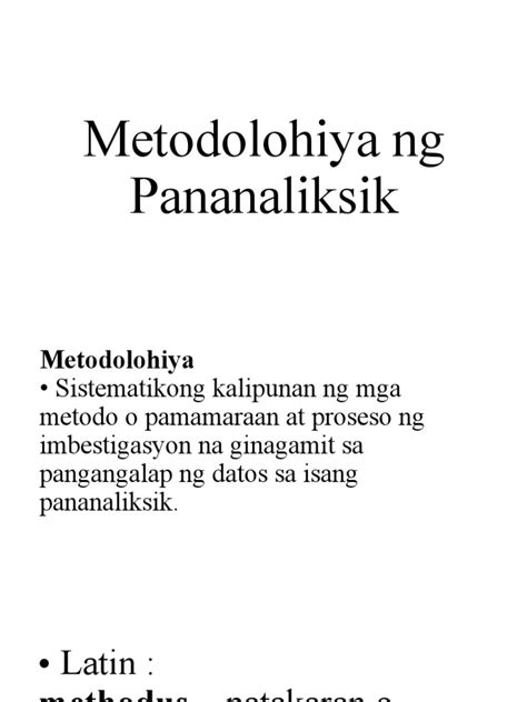 Metodolohiya Ng Pananaliksik Pdf