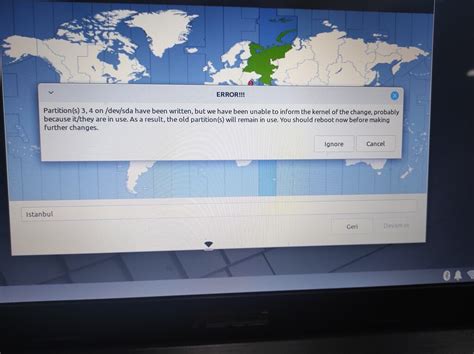 Linux Mint Kurulumda Partitions Have Been Written But We Are Unable To Inform Kernel Of The