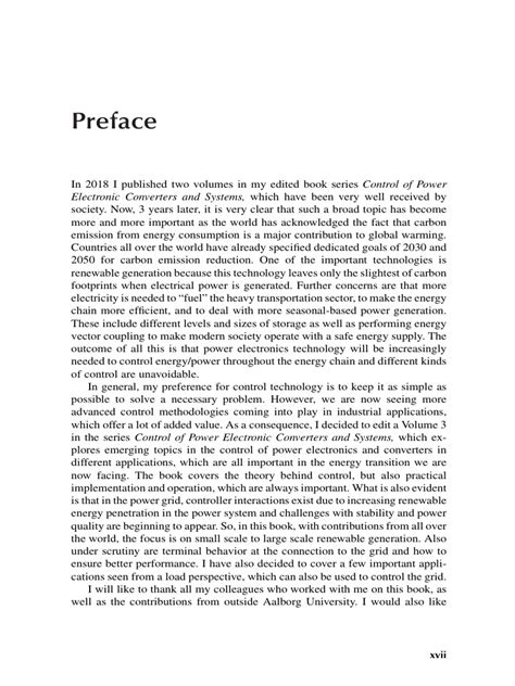 Preface 2021 Control Of Power Electronic Converters And Systems Pdf Renewable Energy