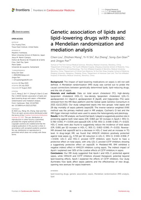 Pdf Genetic Association Of Lipids And Lipid Lowering Drugs With