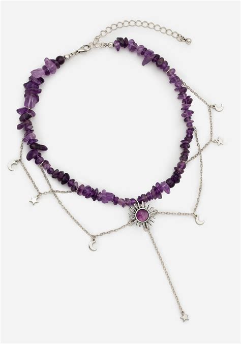 Disturbia Aurora Gem Choker Necklace Purple Necklaces