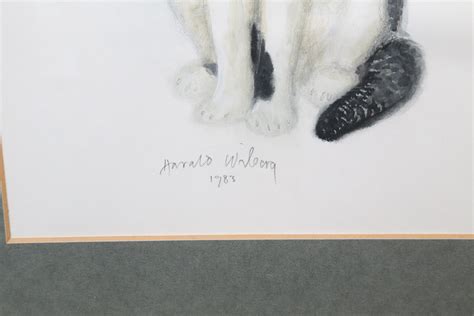 Harald Wiberg Katt Akvarell Signerad Harald Wiberg Daterad 1983