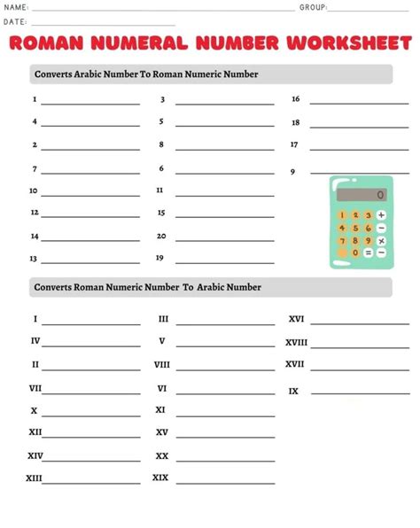 Roman Numerals Images Worksheet Download And Print Now