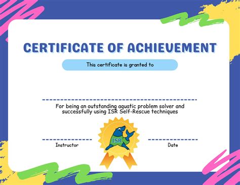 Isr Self Rescue Certificate Of Achievement Etsy