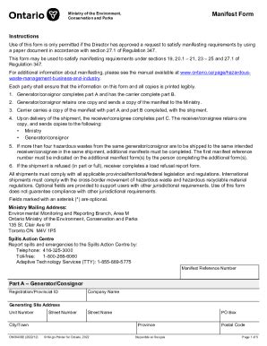 Fillable Online Manifest Form Manifest Form Fax Email Print PdfFiller