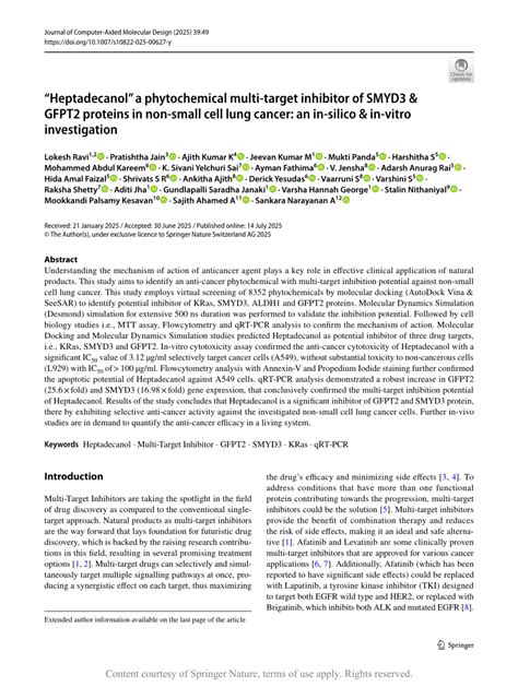 “heptadecanol” A Phytochemical Multi Target Inhibitor Of Smyd3 And Gfpt2
