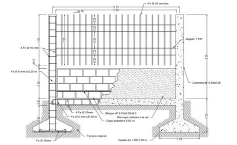 Fence Section And Construction Details With Footing Dwg File Fence
