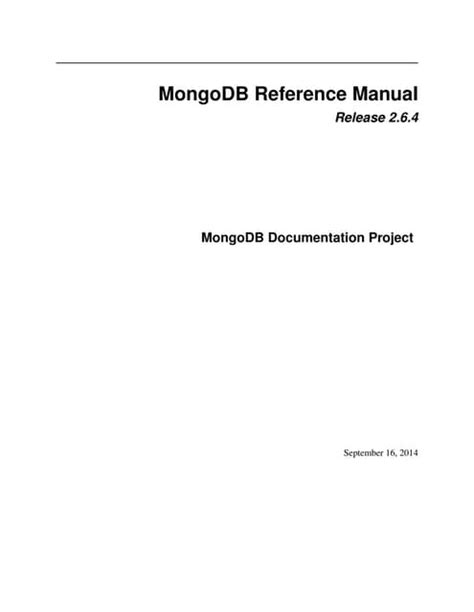 Mongo Db Reference Manual Pdf