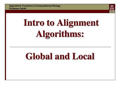 Ppt Algorithmic Functions Of Computational Biology Sequence