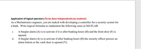 Solved Application Of Logical Operators To Be Done Chegg