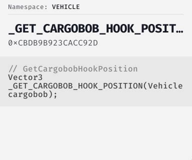 GetCargobobHookPosition FiveM Natives Cfx Re Docs