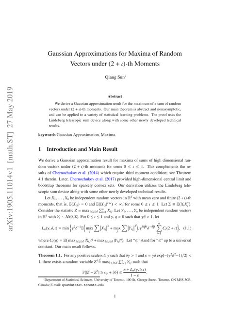 pdf gaussian approximations for maxima of random vectors under 2