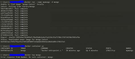 Mongodb Docker Top Result In No Such Container Stack Overflow