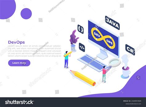 Devops Concept Development Operations Scene Template Stock Vector