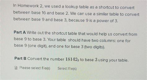 Solved In Homework 2 We Used A Lookup Table As A Shortcut Chegg Com