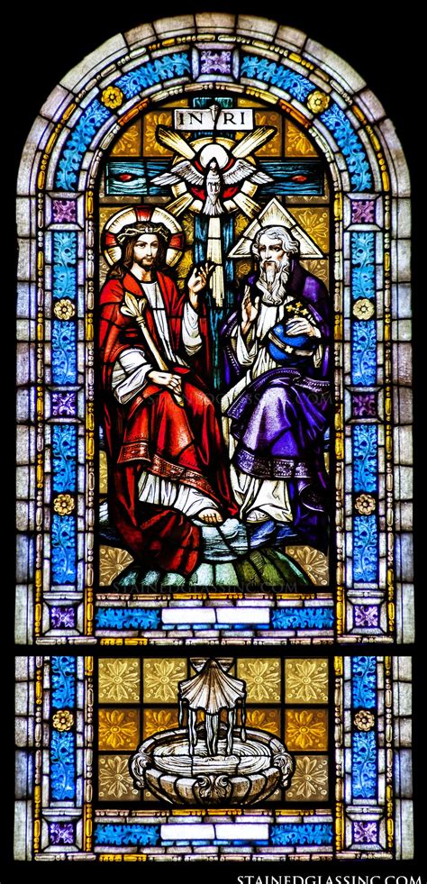 "Glorious Holy Trinity" Religious Stained Glass Window