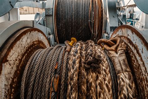 Anchor Handling Tug Supply AHTS Vessel Towing And Anchor Handling Winch Ocean Tug Job Stock