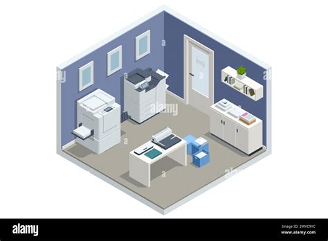 Isometric Printing Services Printing House Industry Print Copy Scan Fax For Office