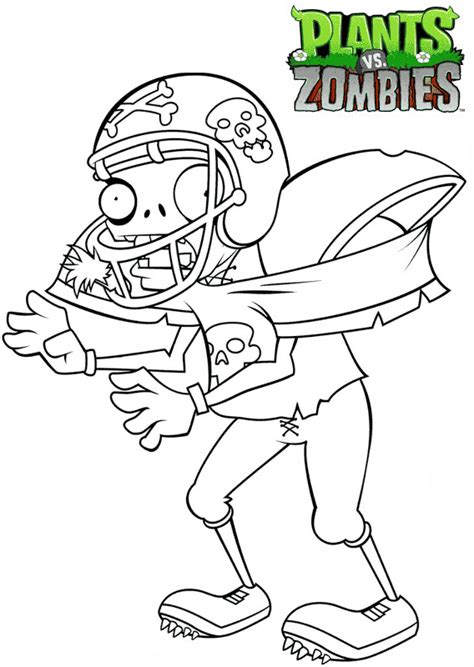 Plants Vs Zombies Zombi De Fútbol Americano Dibujos Para Colorear