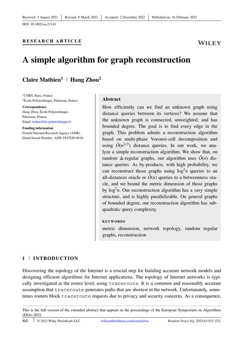 a simple algorithm for graph reconstruction
