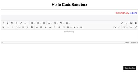 jodit pro react examples codesandbox