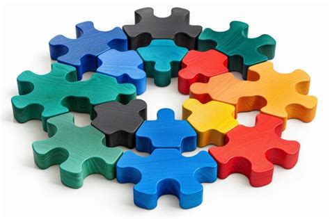 Colorful Puzzle Pieces Representing The Concept Of Teamwork And Problem Solving Premium Ai