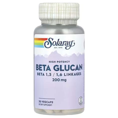 Бета глюкан Beta Glucan Solaray высокая эффективность 200 мг 30