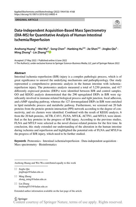 Data Independent Acquisition Based Mass Spectrometry Dia Ms For Quantitative Analysis Of Human