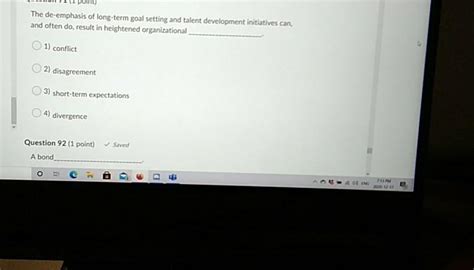 Solved The De Emphasis Of Long Term Goal Setting And Talent