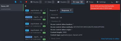 Unexpected End Of Json Input · Issue 1177 · Mockoonmockoon · Github