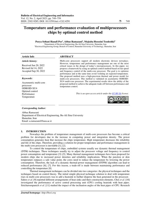 Pdf Temperature And Performance Evaluation Of Multiprocessors Chips