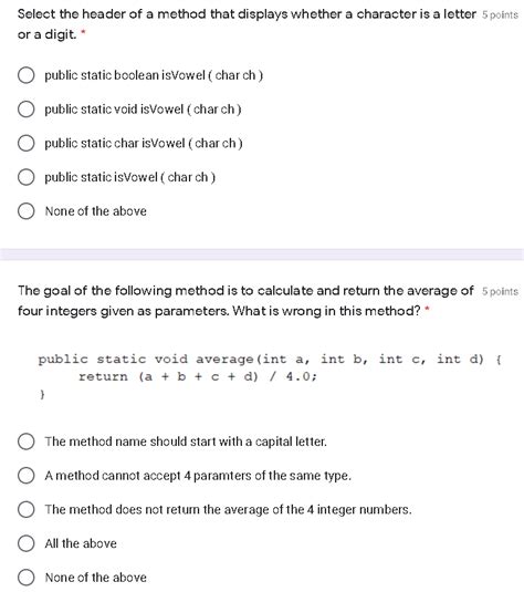 Solved Select The Header Of A Method That Displays Whether A Chegg