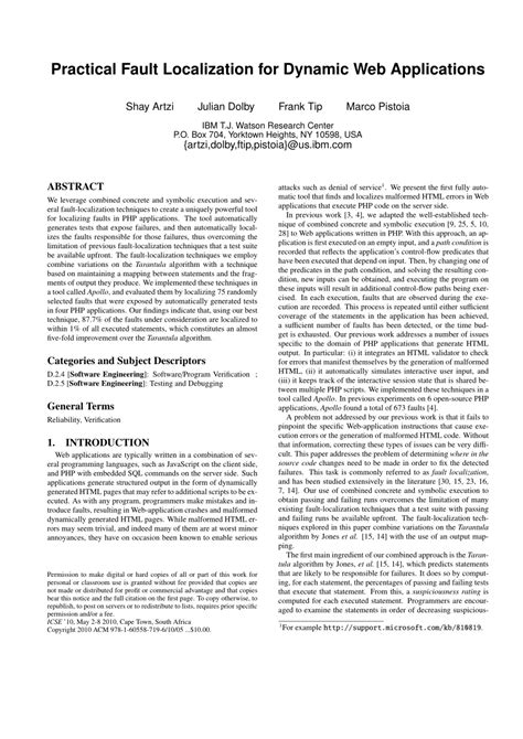 Pdf Fault Localization For Dynamic Web Applications