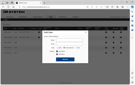 odms cloud user registration professional audio support