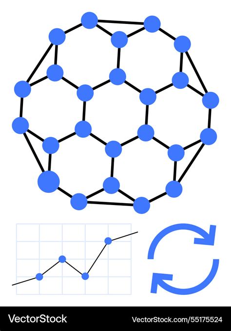 Network Of Connected Nodes With Growth Chart Vector Image