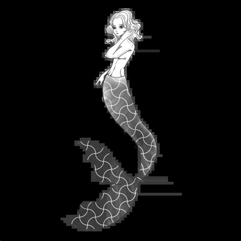 Ilustración De Sirena En Blanco Y Negro