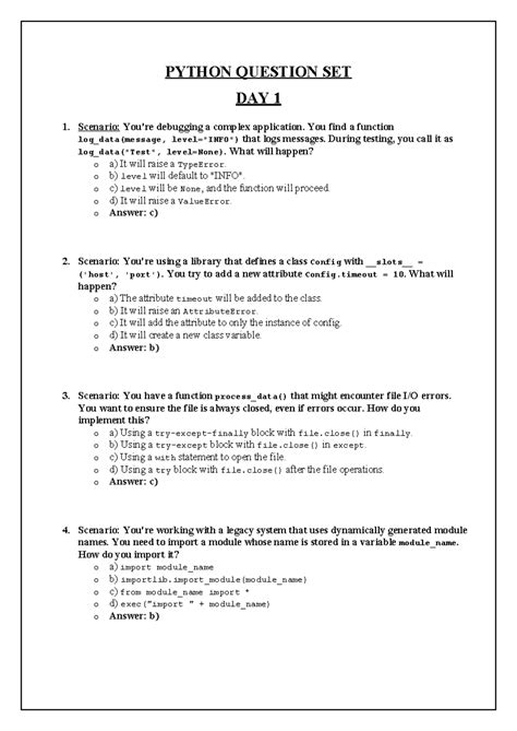 Python Question Set Day 1 And 2 Scenario Based Interview Questions Studocu