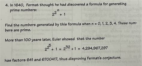 Solved In 1640 ﻿fermat Thought He Had Discovered A Formula
