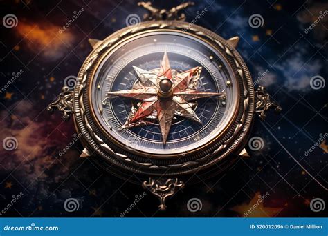 Skyward Compass Fantasy Sky Night Gazing Watercolor Royalty Free Stock