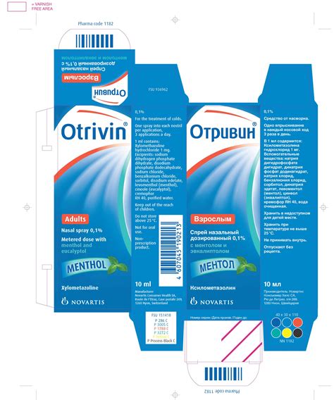 Отривин 0.1% наз спрей с ментолом фл. 10мл - Простуда, грипп, Ухо ...