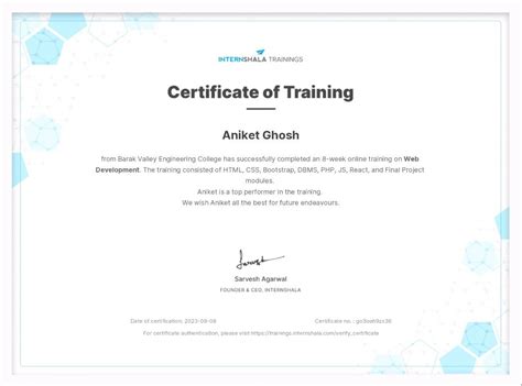 Aniket Ghosh On Linkedin Just Completed A Web Development Course From Internshala