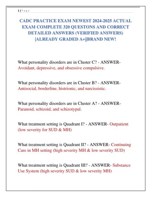 CADC PRACTICE EXAM NEWEST ACTUAL EXAM COMPLETE 320 QUESTONS AND CORRECT DETAILED ANSWERS