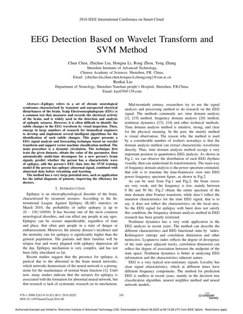 Pdf Eeg Detection Based On Wavelet Transform And Svm Method
