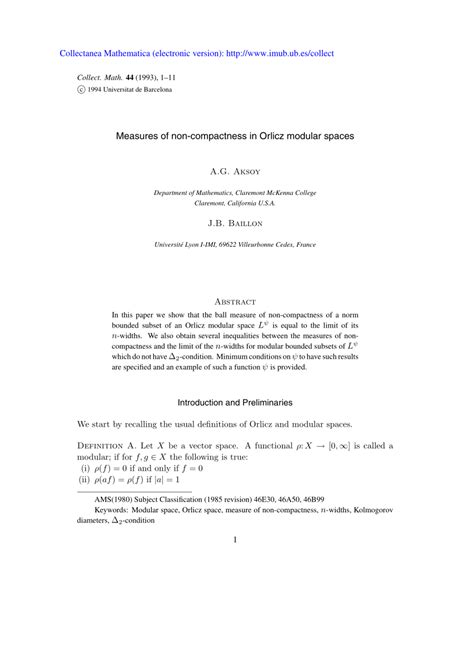 Pdf Measures Of Non Compactness In Orlicz Modular Spaces