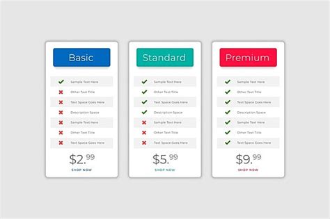 Web Modern Pricing Comparison Table Template Template Download On Pngtree