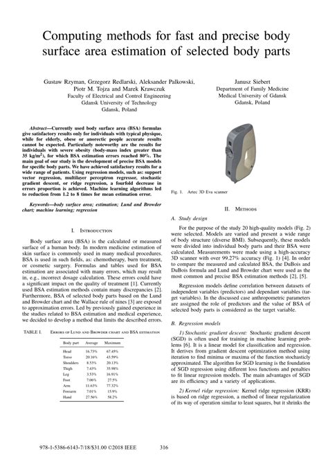 Pdf Computing Methods For Fast And Precise Body Surface Area