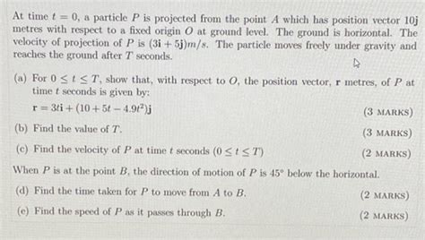 Solved At Time T A Particle P Is Projected From The Chegg Com