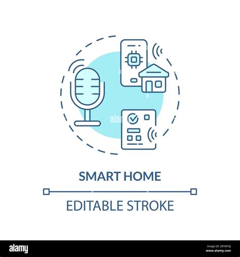 2d Smart Home Thin Line Blue Icon Concept Stock Vector Image And Art Alamy