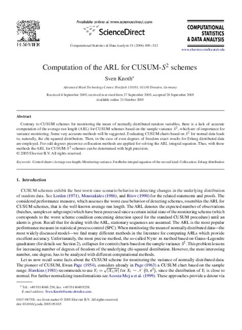 Pdf Computation Of The Arl For Cusum Schemes
